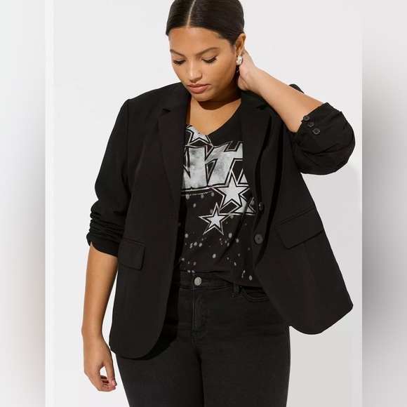 torrid | Jackets & Coats | Plus Size Relaxed Fit City Twill Blazer ...